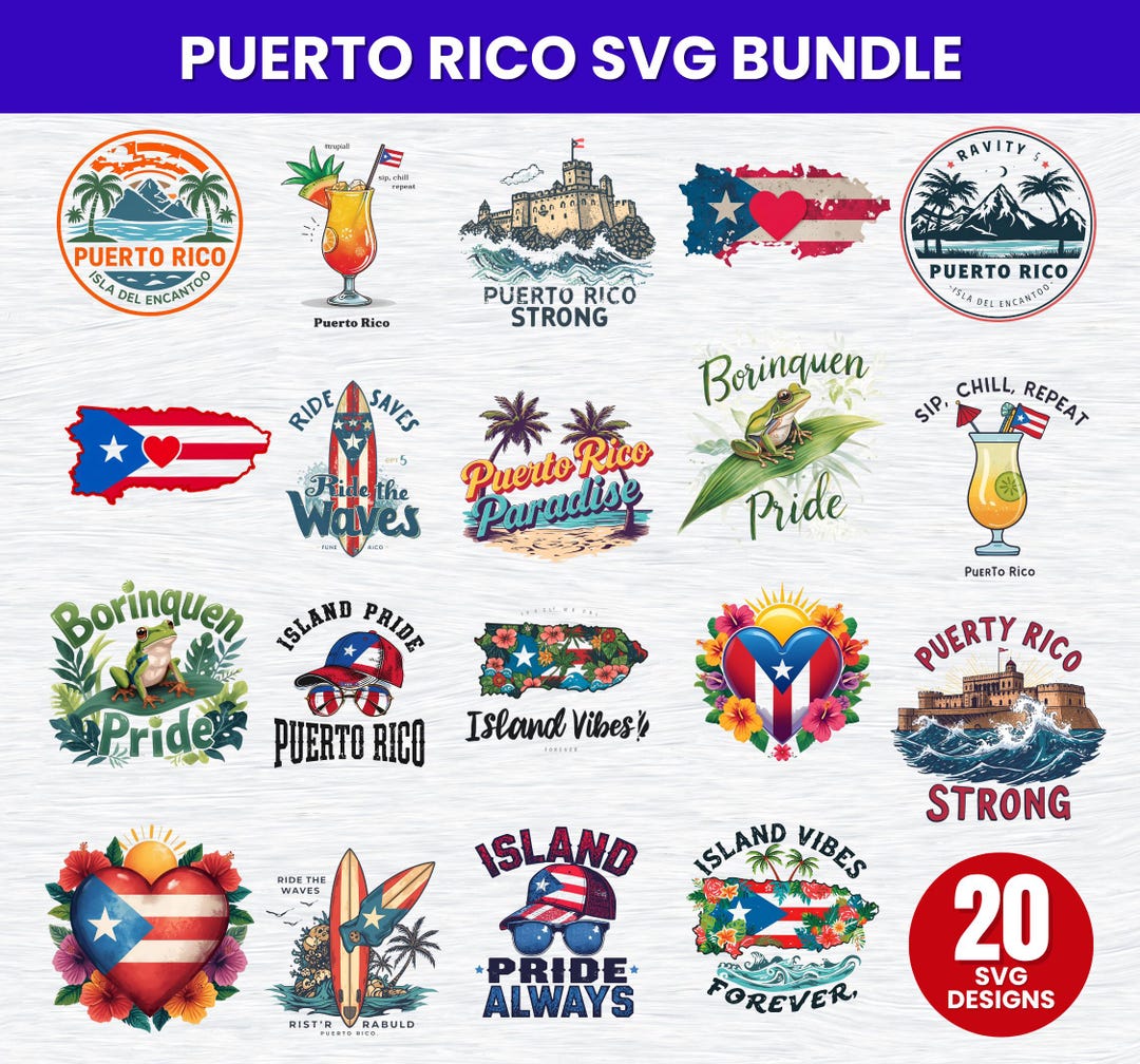 Puerto Rico SVG Bundle: Map & Flag Cut File (digital Download) - Etsy