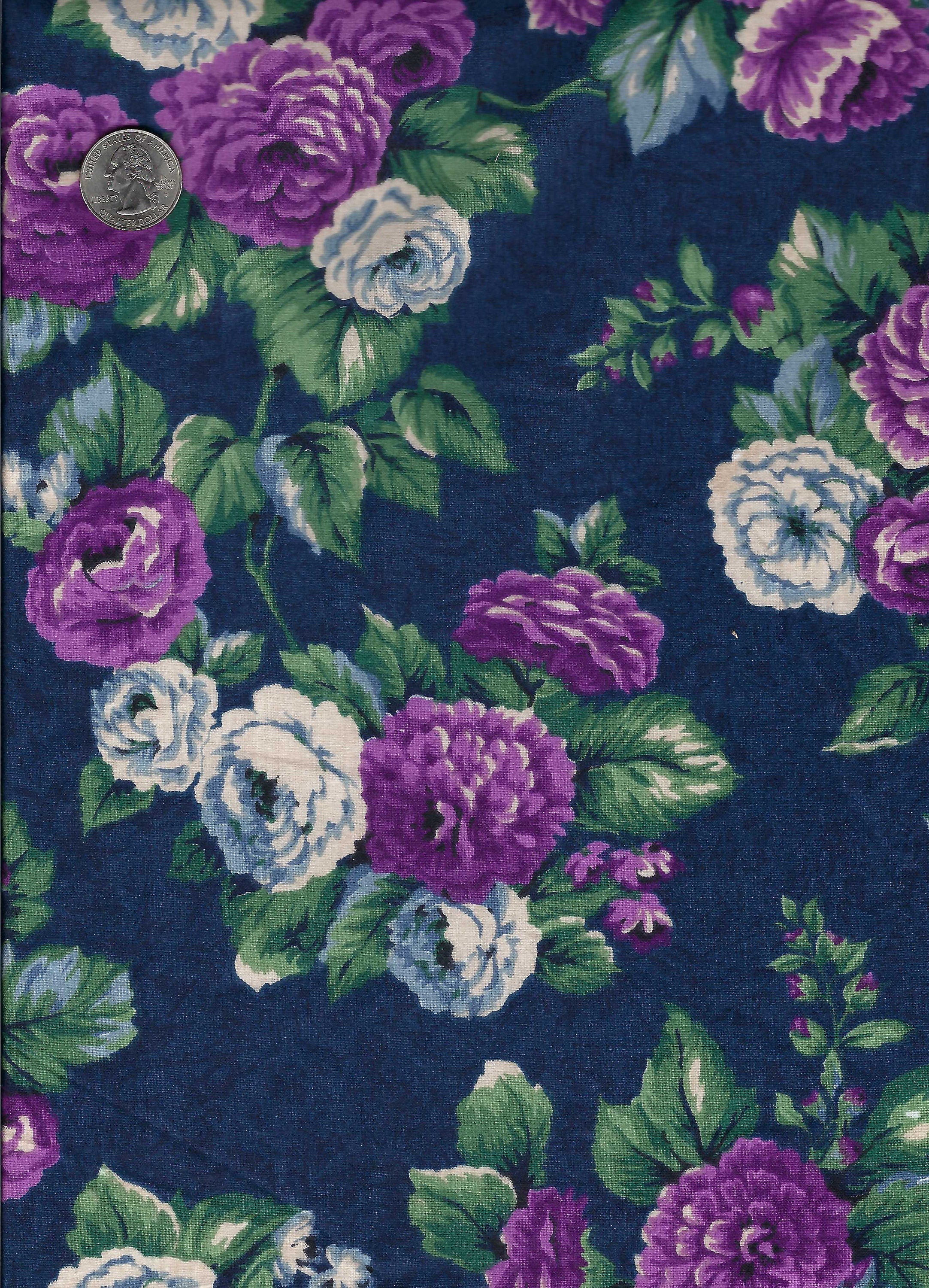 Purple Flowers Fabric Sold by the Half Yard - Etsy