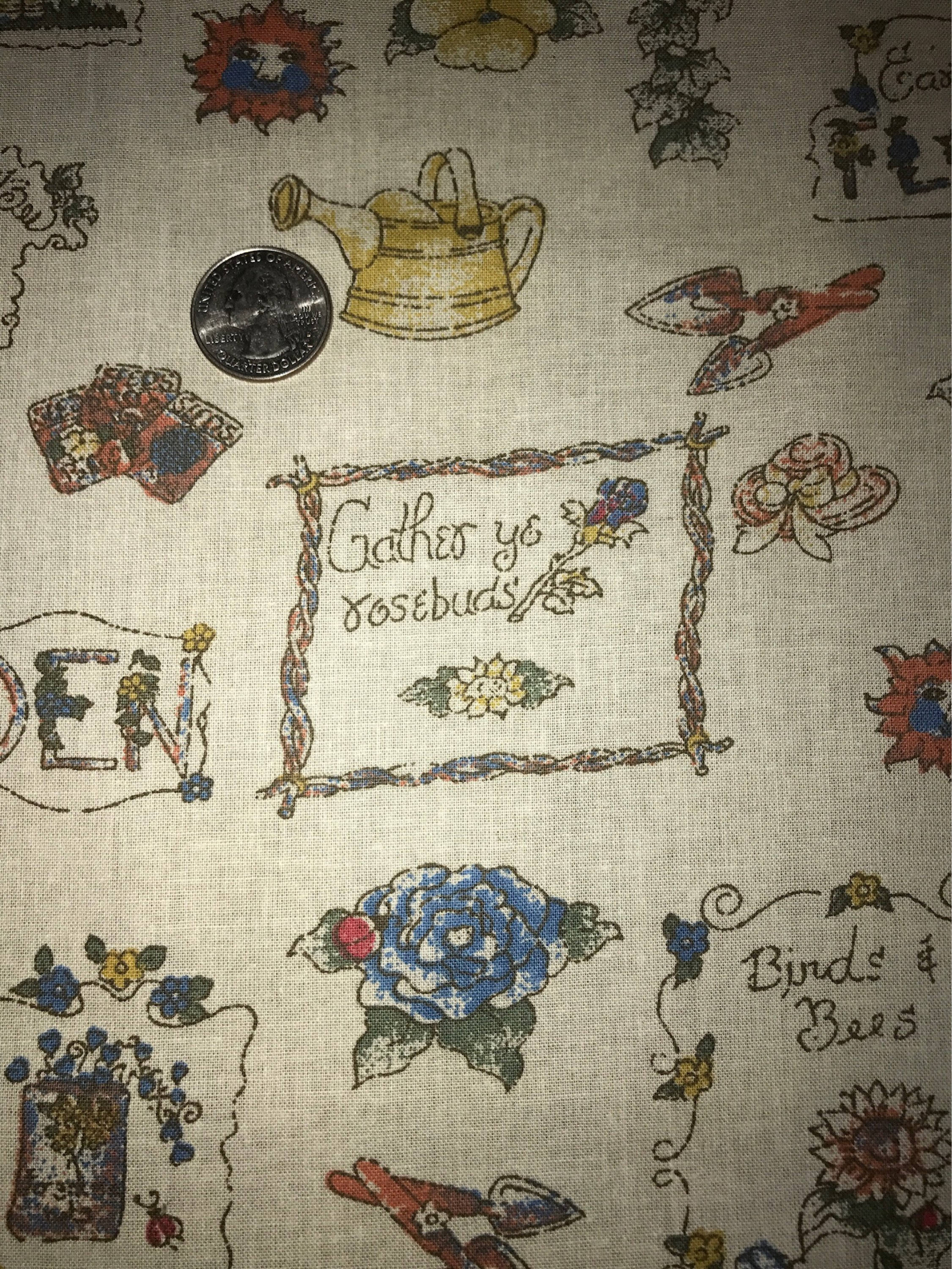 Country Garden Scene Fabric Half Yard - Etsy
