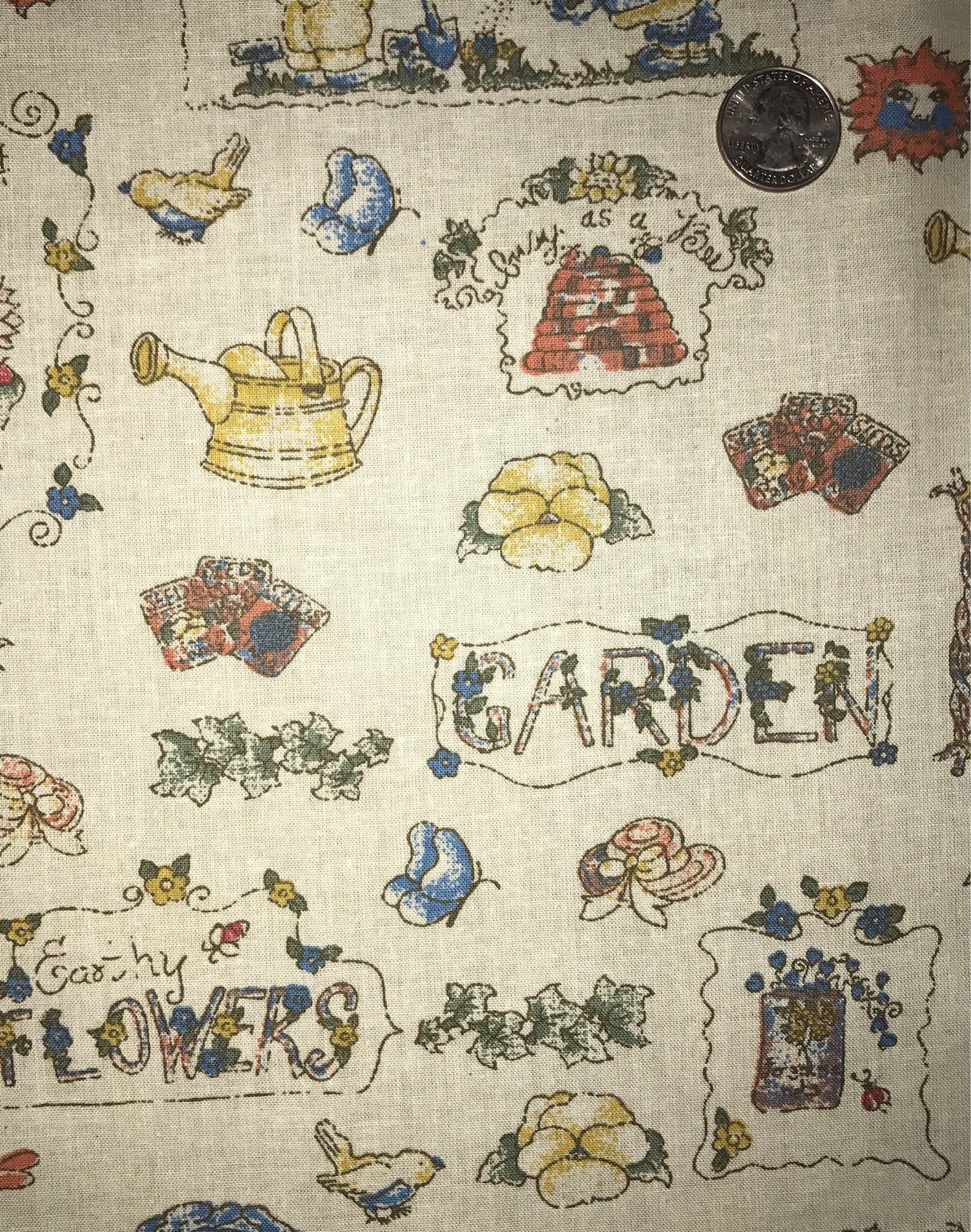 Country Garden Scene Fabric Half Yard - Etsy