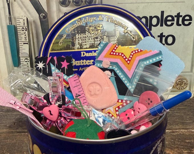 Cookie Tin Sewing Kit Small Pink - Etsy