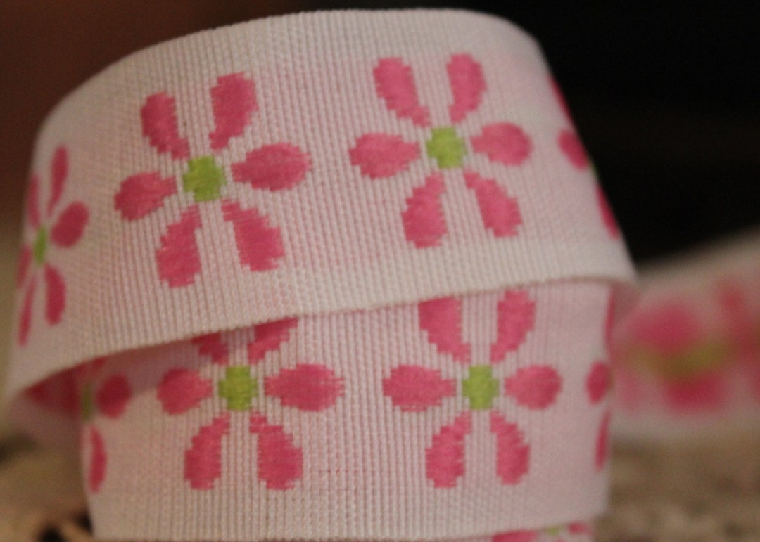 Embroidery Pink Flower Ribbon - Etsy