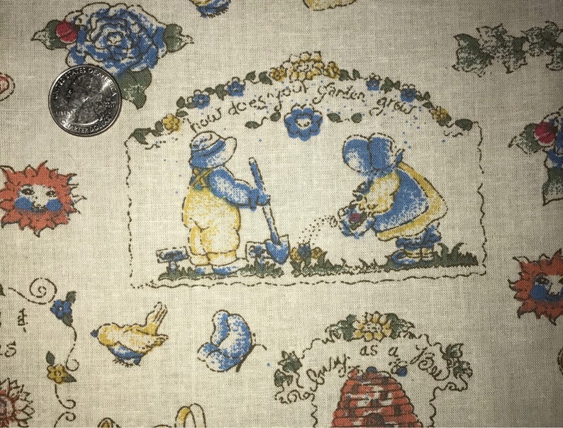 Country Garden Scene Fabric Half Yard - Etsy