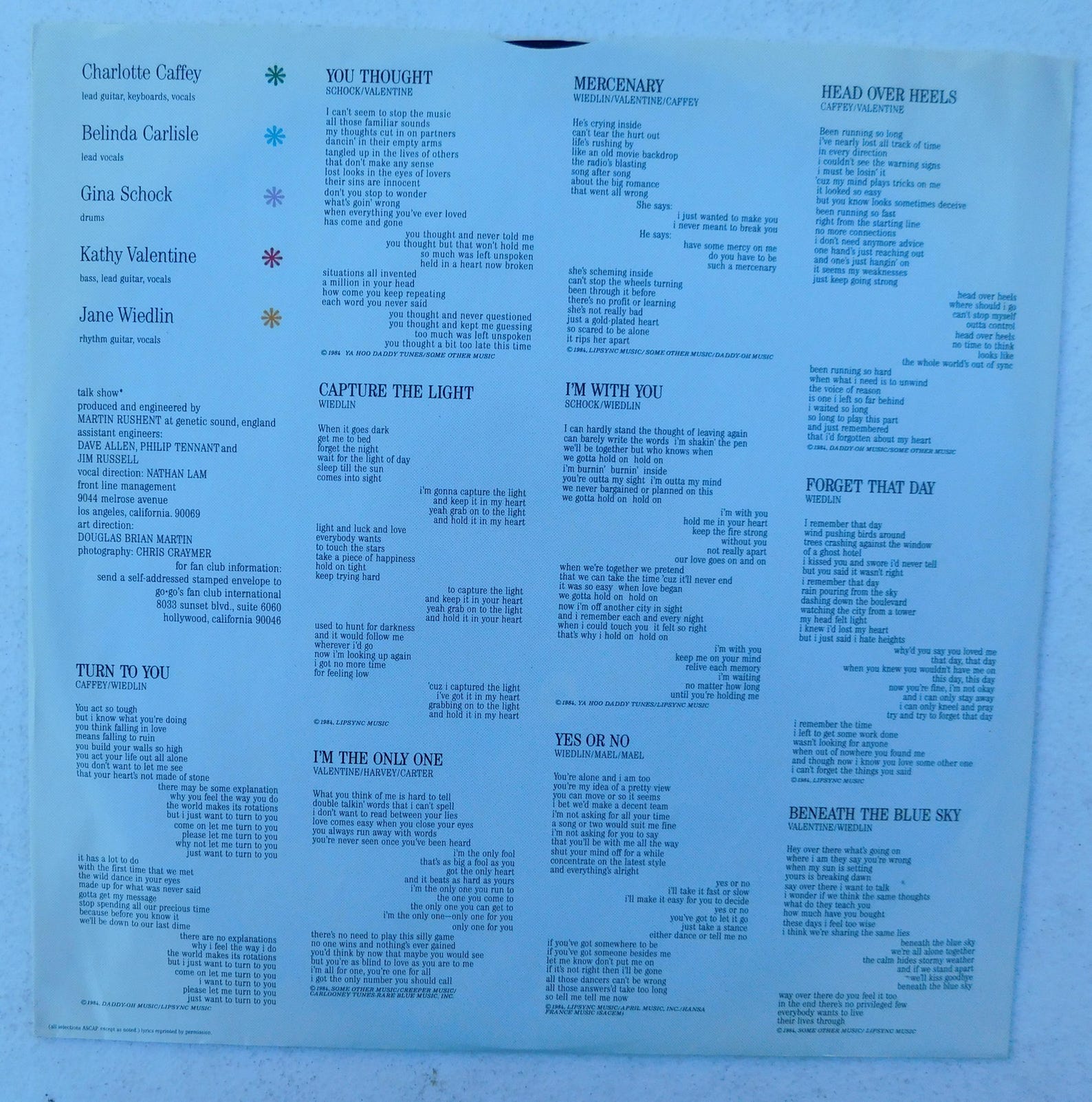 The Go Go's - Talk Show 1984 Vinyl Record LP - Mint Condition! - Etsy