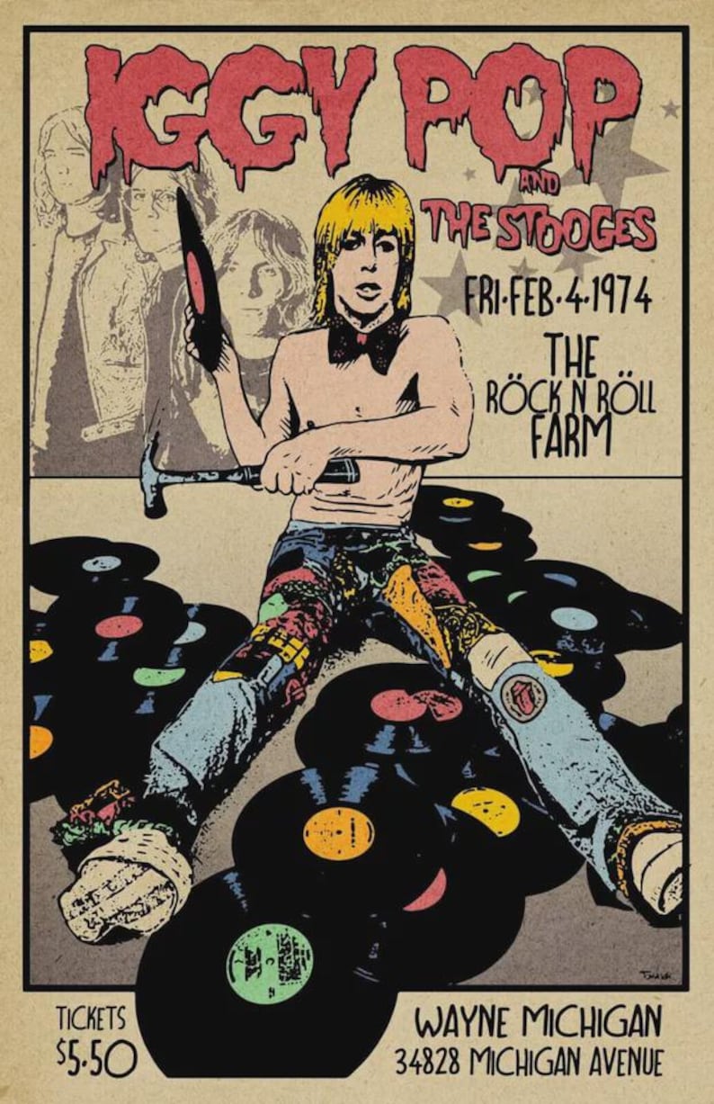 Iggy Pop & the Stooges 1974 Concert Poster 13"x19 - Etsy