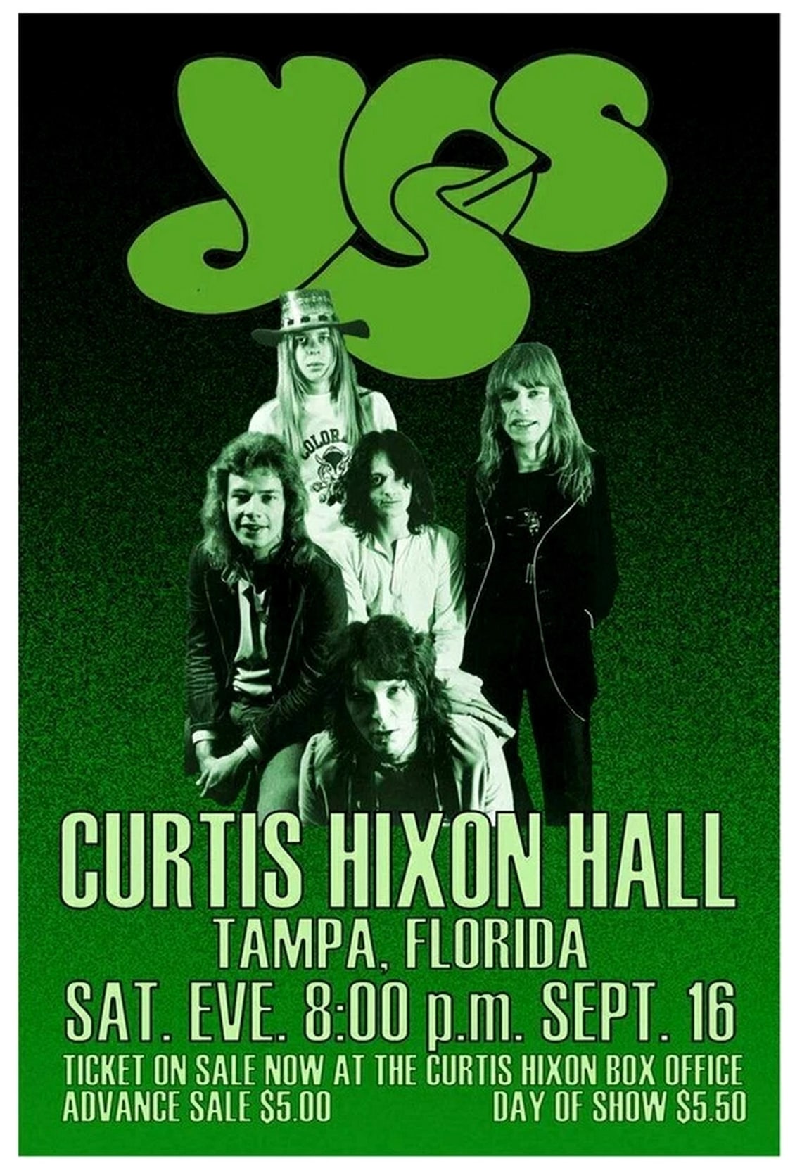 Yes Concert Poster - Curtis Hixon Hall - Tampa, Florida September 16 ...