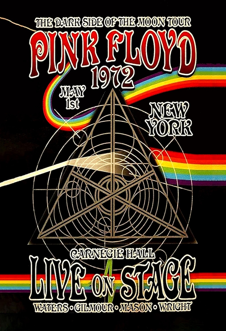 Pink Floyd - Dark Side of the Moon 1972 Tour Poster at Carnegie Hall 13 ...