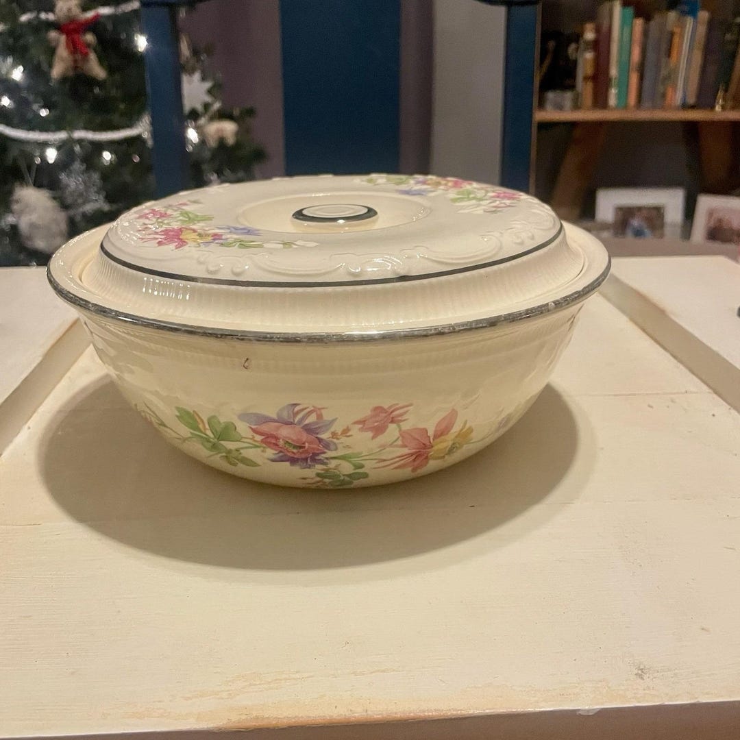Vintage Homer Laughlin Oven Serve Casserole Dish With Lid Floral Design ...