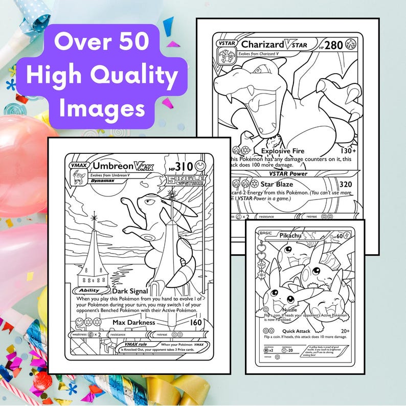 Pokemon Card Colouring Pages - Instant Download - Over 50 Images! - Etsy