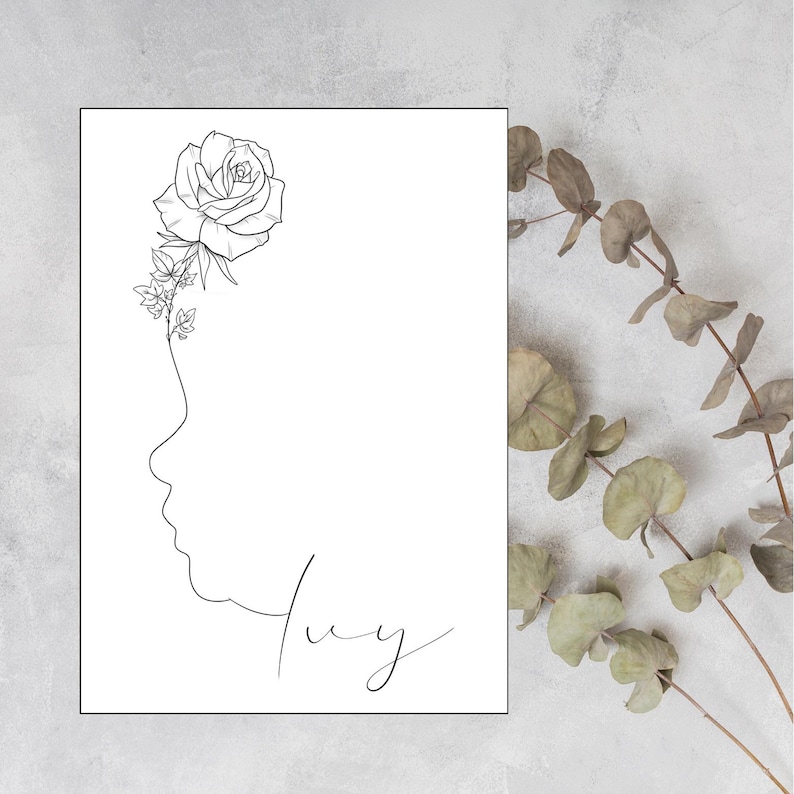 Birth Flower Line Drawing – Personalised Hand Drawn - Etsy