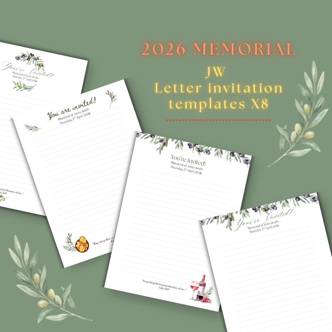 2026 JW Memorial Invitation Printable | Memorial Letter Writing ...