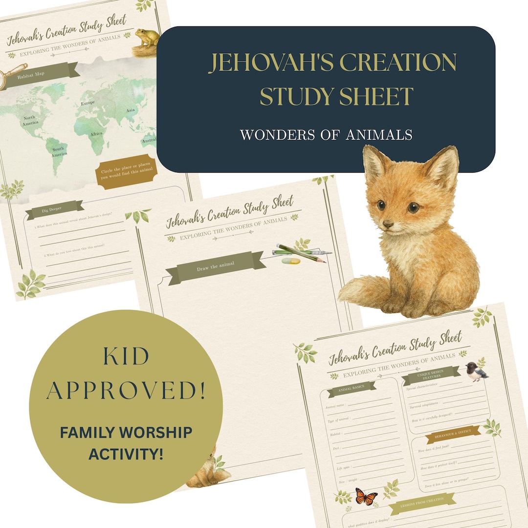 JW Kids Jehovah's Creation Worksheet | Wonders of Animals | Family ...