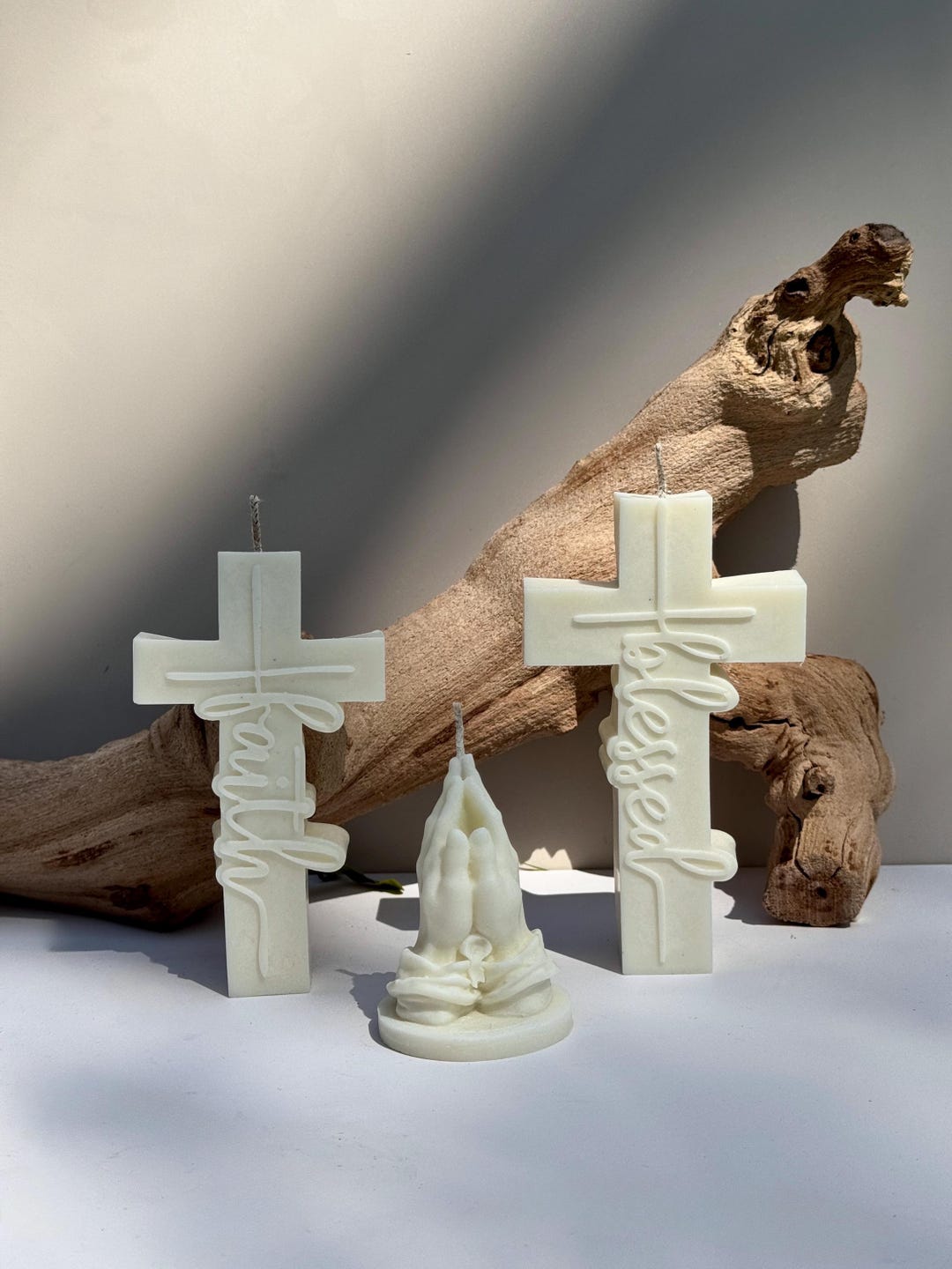 Baptism Cross Pillar Decorative Candles, Faith, Blessed Religious ...