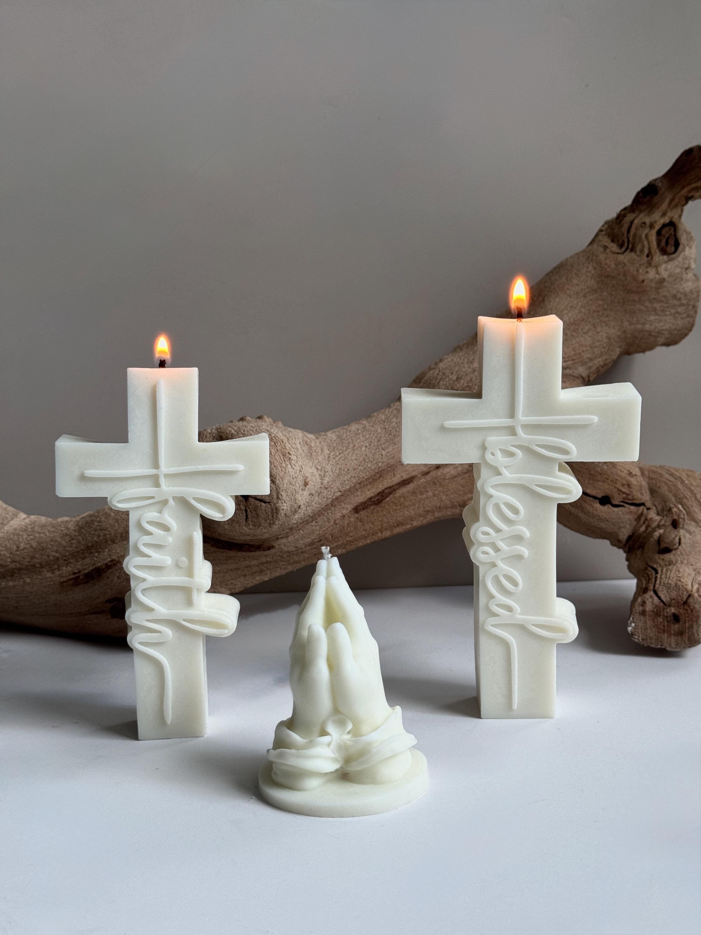 Baptism Cross Candles, Faith, Blessed Religious Worship Prayer Pillar ...
