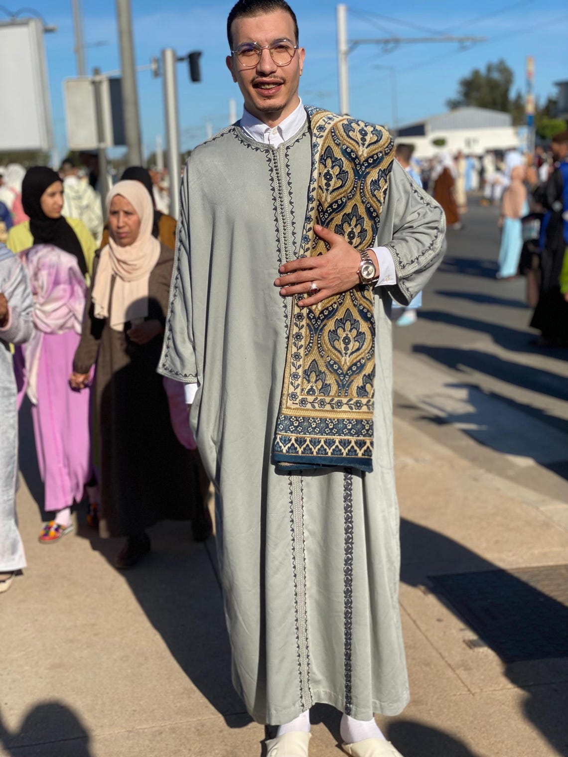 Jilbab Handmade Moroccan for Men Grey Traditional Hooded Djellaba ...