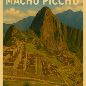 Meet’chu in Machu Picchu – Funny Printable Poster – Vintage Travel Wall ...