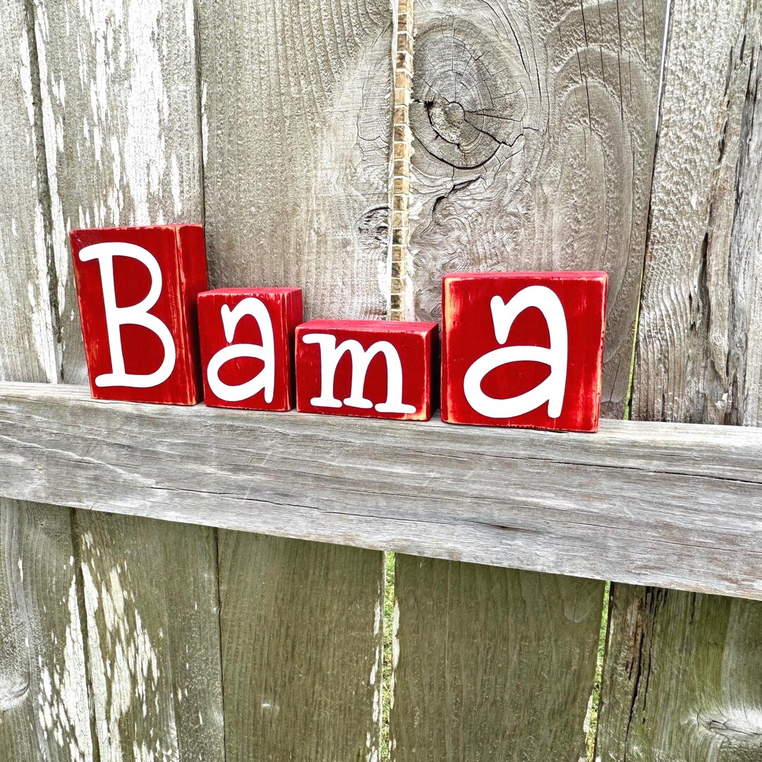 CUSTOM ALABAMA BLOCKS Roll Tide Game Day Graduation Decor University ...