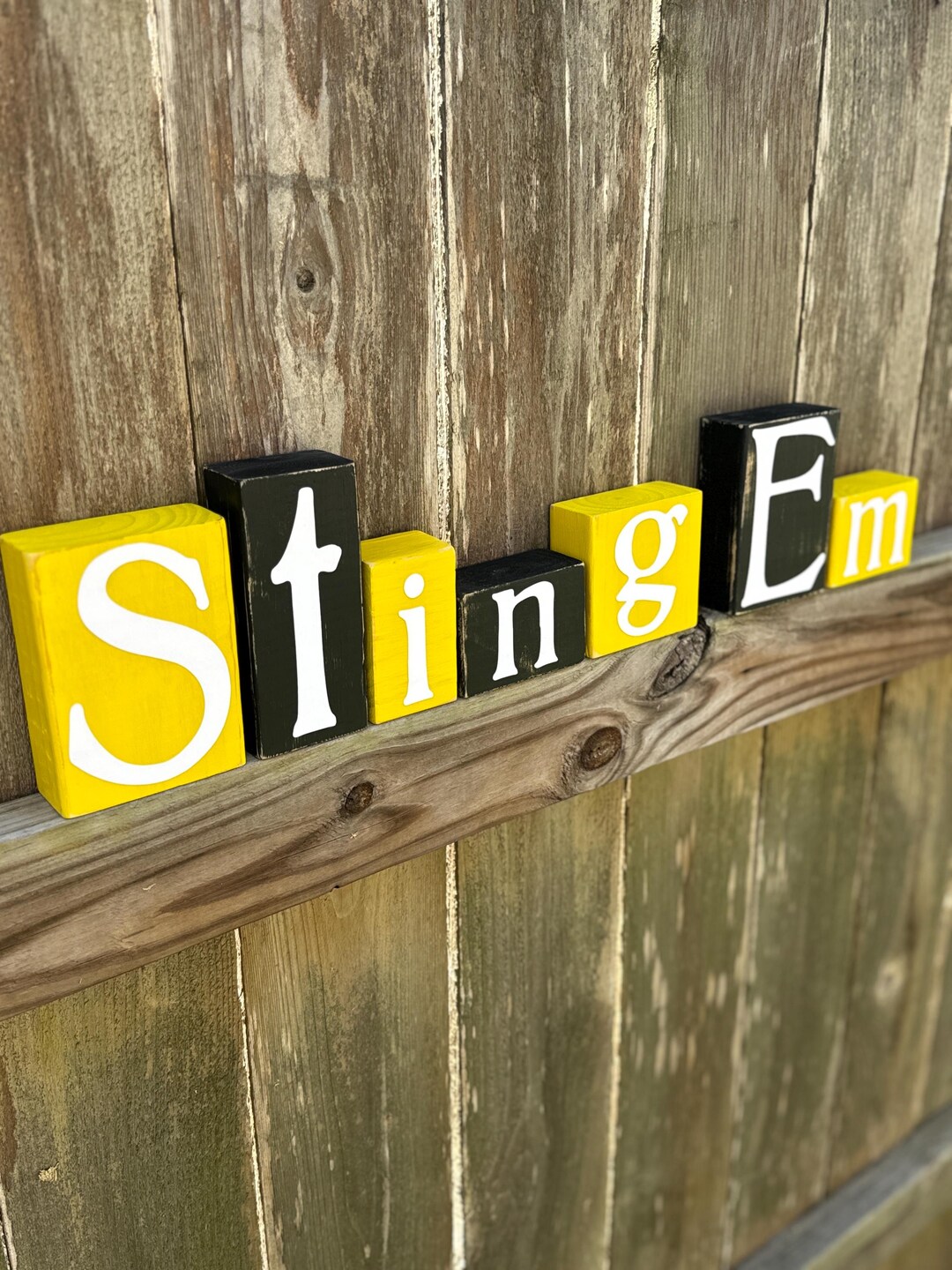 CUSTOM COLLEGE BLOCKS Sting Em Georgia Tech Yellow Jackets Home Decor ...