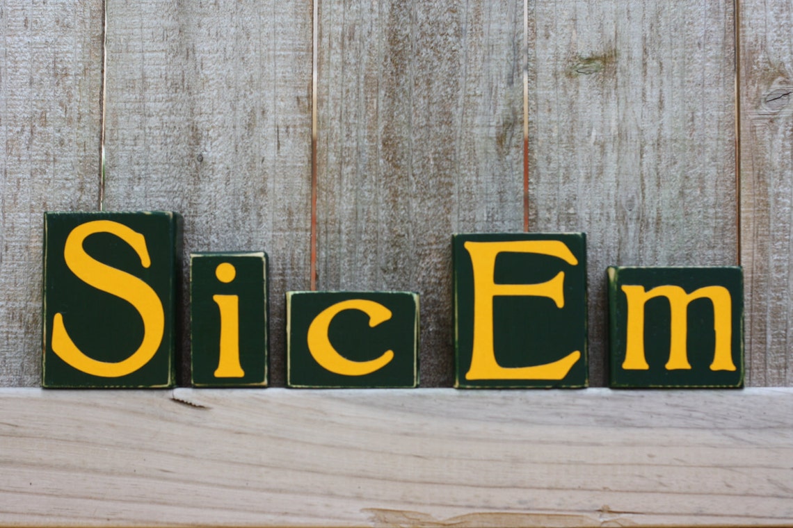 CUSTOM COLLEGE BLOCKS Sic Em Baylor Bears University - Etsy