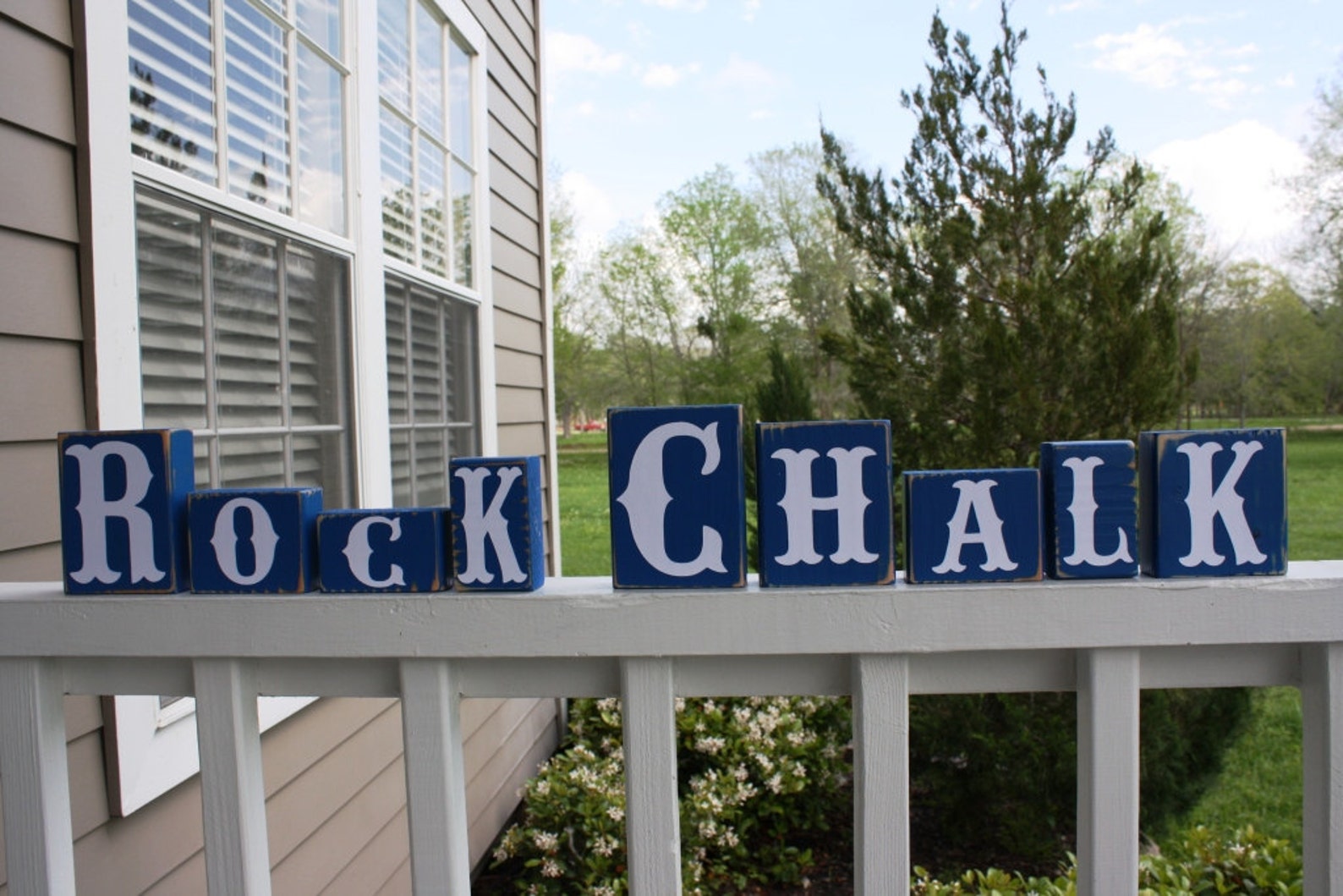 CUSTOM LETTER BLOCKS Rock Chalk Ku School College - Etsy