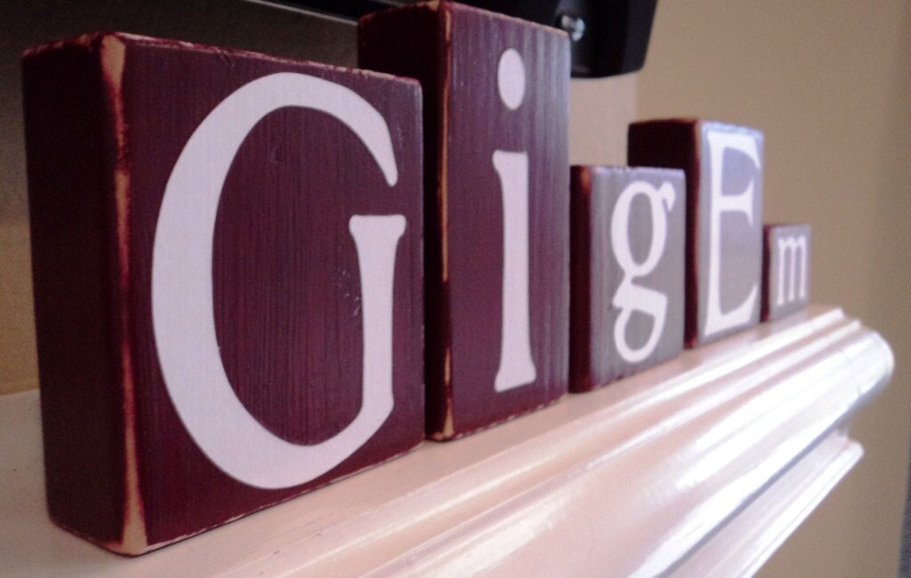 CUSTOM COLLEGE BLOCKS Aggie Gig Em Letters Personalized - Etsy