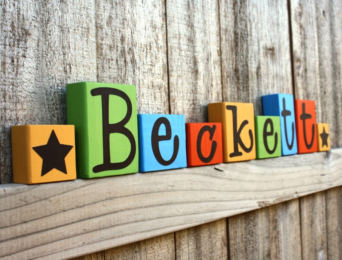 CUSTOM LETTER BLOCKS Personalized Name Bedroom Boy | Etsy