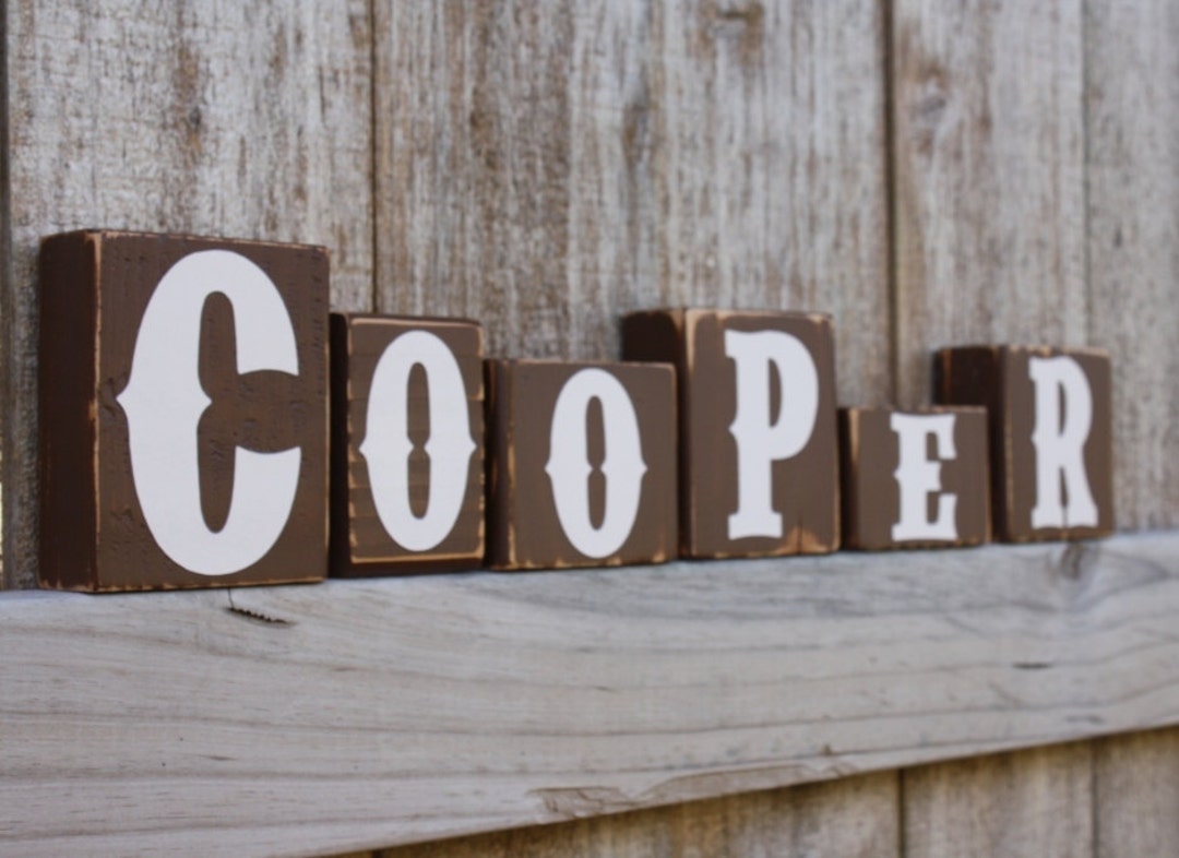 CUSTOM LETTER BLOCKS - Personalized - Cowboy - Rustic Name - Ranch ...