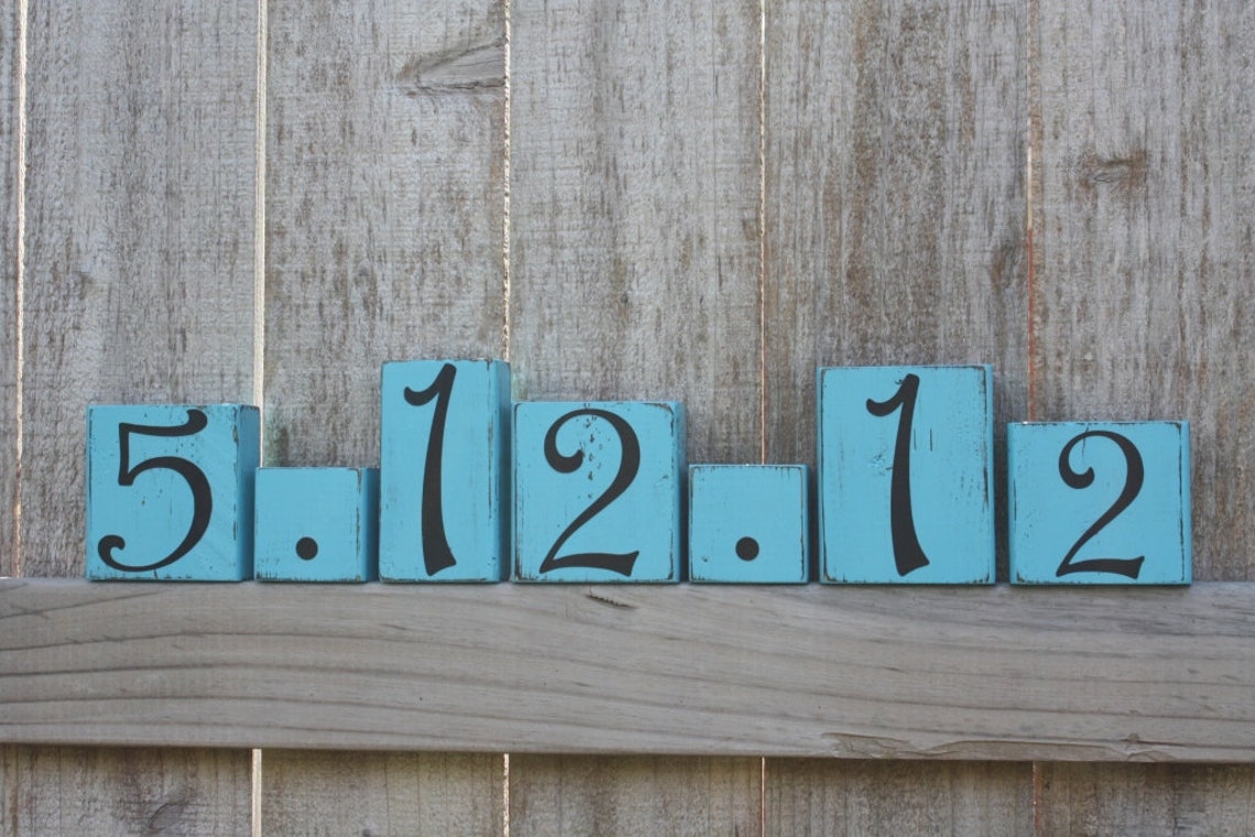 CUSTOM DATE BLOCKS Letter Personalized Wedding Anniversary | Etsy