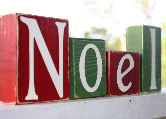 CUSTOM CHRISTMAS BLOCKS Noel Sign Whimsical Shelf Mantel | Etsy
