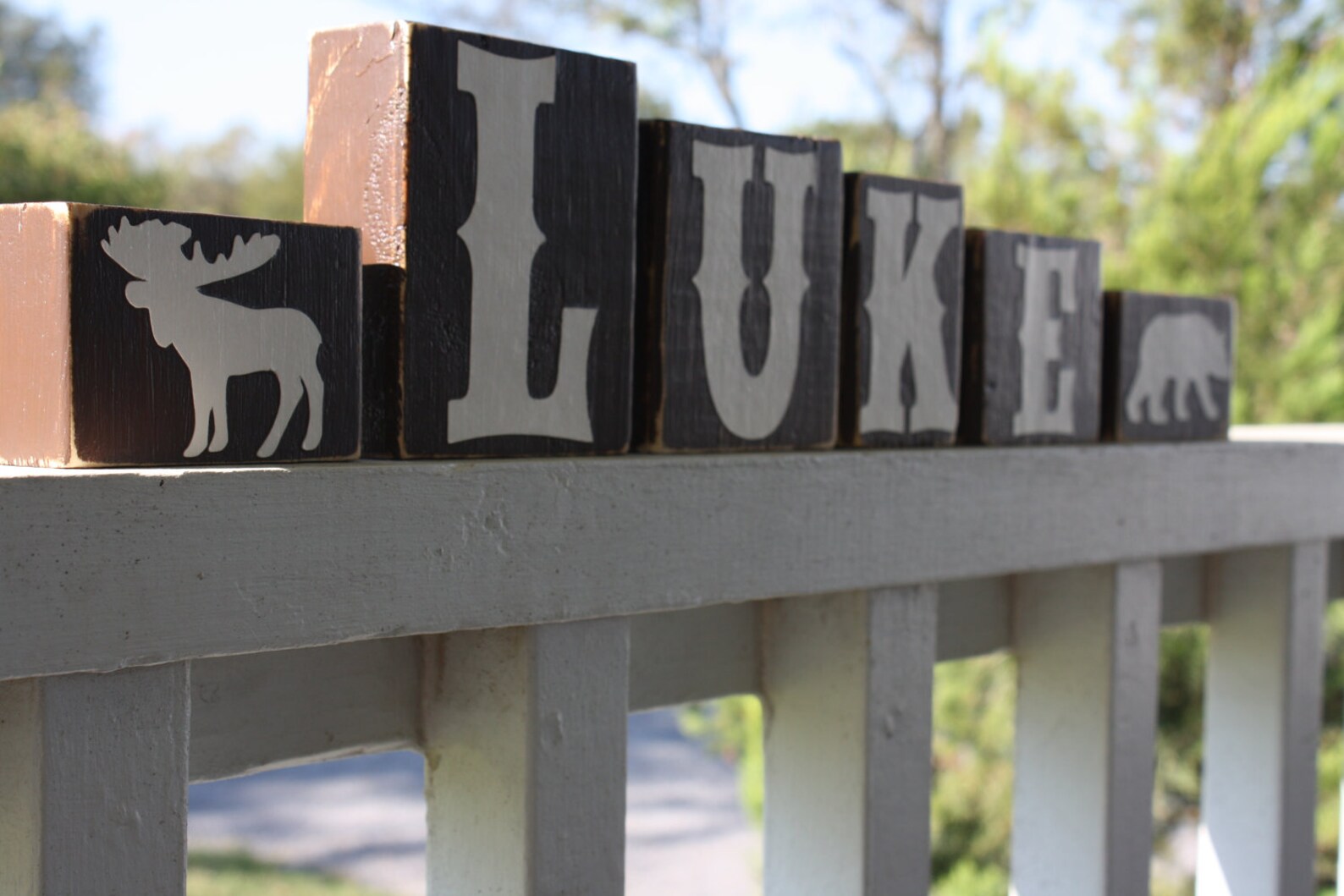 PERSONALIZED LETTER BLOCKS Boy Name Decor Moose Bear - Etsy