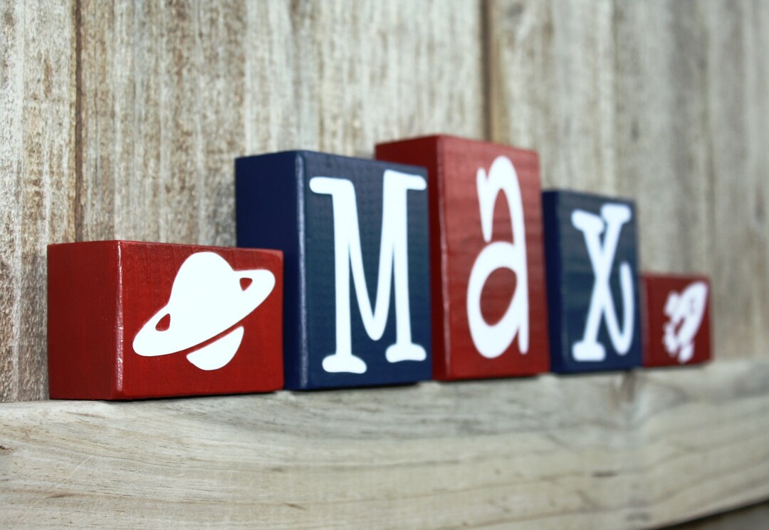 PERSONALIZED NAME BLOCKS - Planet - Saturn - Rocketship - Spaceship ...