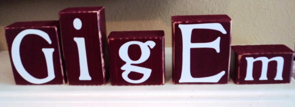CUSTOM COLLEGE BLOCKS Aggie Gig Em Letters Personalized - Etsy