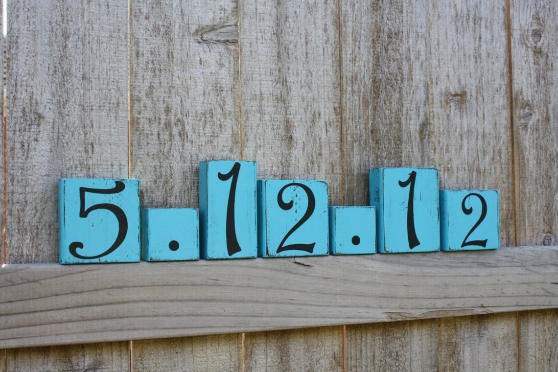 CUSTOM DATE BLOCKS Letter Personalized Wedding Anniversary | Etsy