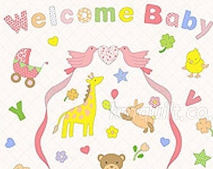 Welcome Baby Panel by Daiwabo-tex Japan 110cm X 100cm 43 X 39 Cotton ...