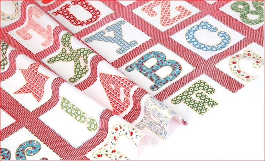 Cotton Panel 20" X 44" Made in Korea - ABC Alphabet Square - Etsy