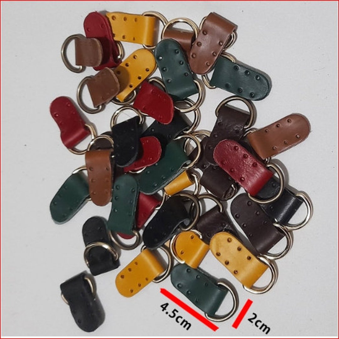 2 Taps Gold Metal D Ring With Real Leather/ 2 Pcs Leather Taps for ...