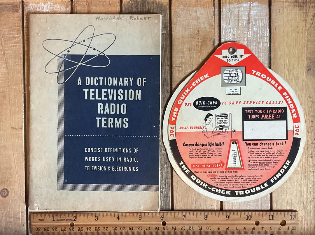 1950s TV Radio Dictionary & Trouble Finder Card - Vintage Electronics ...