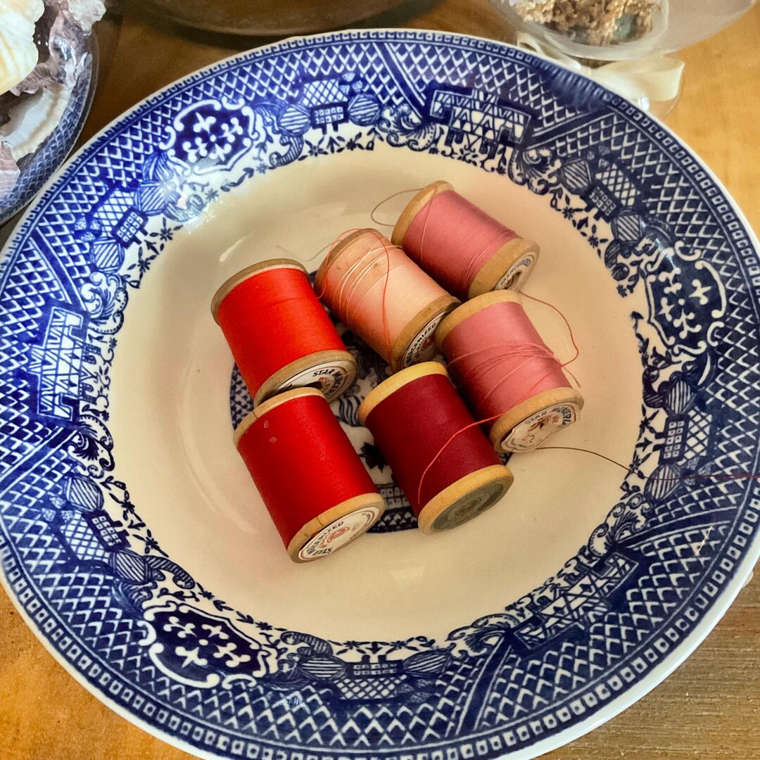 Vintage Wooden Thread Spools: Star Mercerized Cotton, Set of 6, Shabby ...