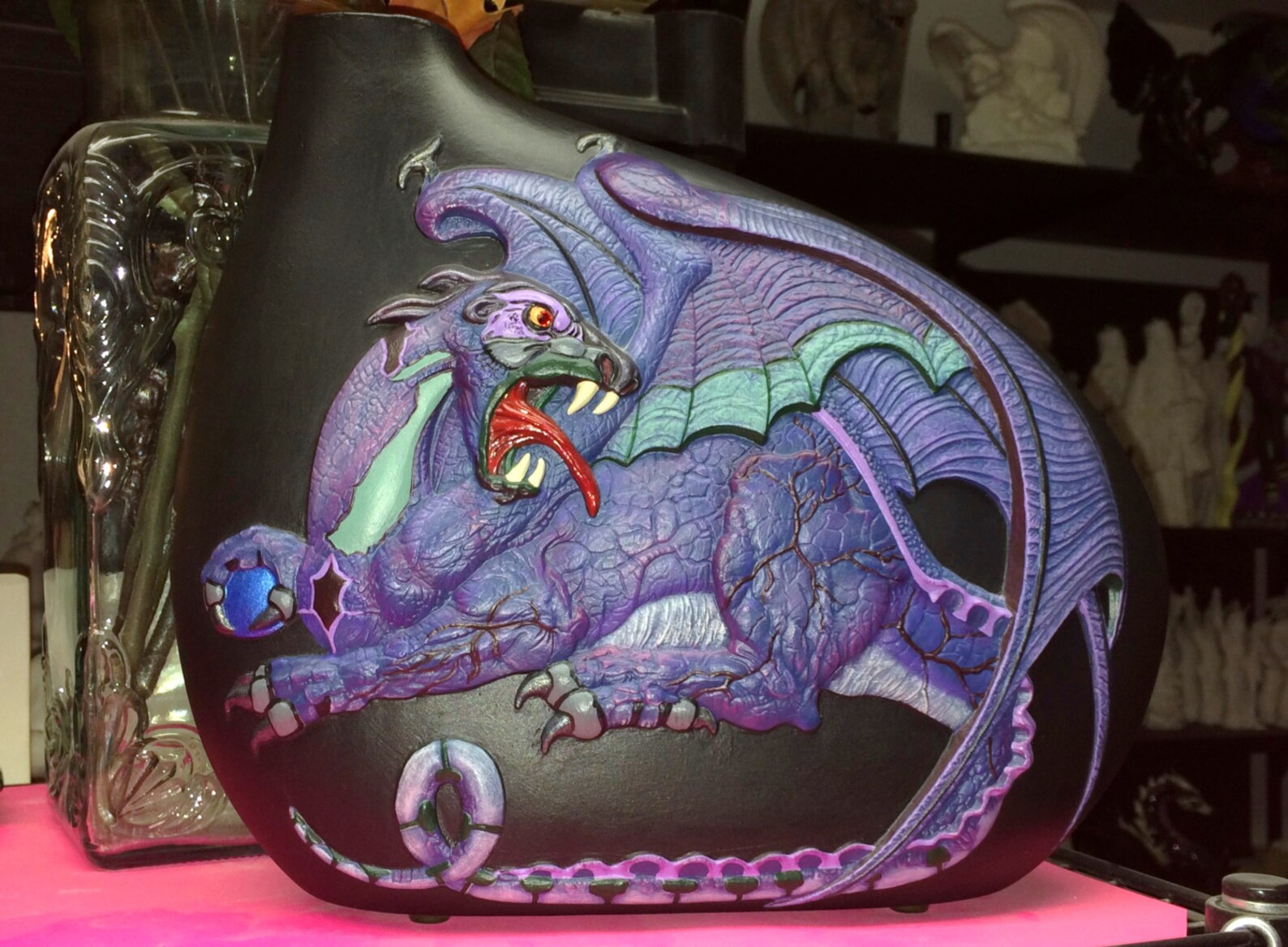 Fearsome Dragon on Vase Original Dark Art Painted by | Etsy