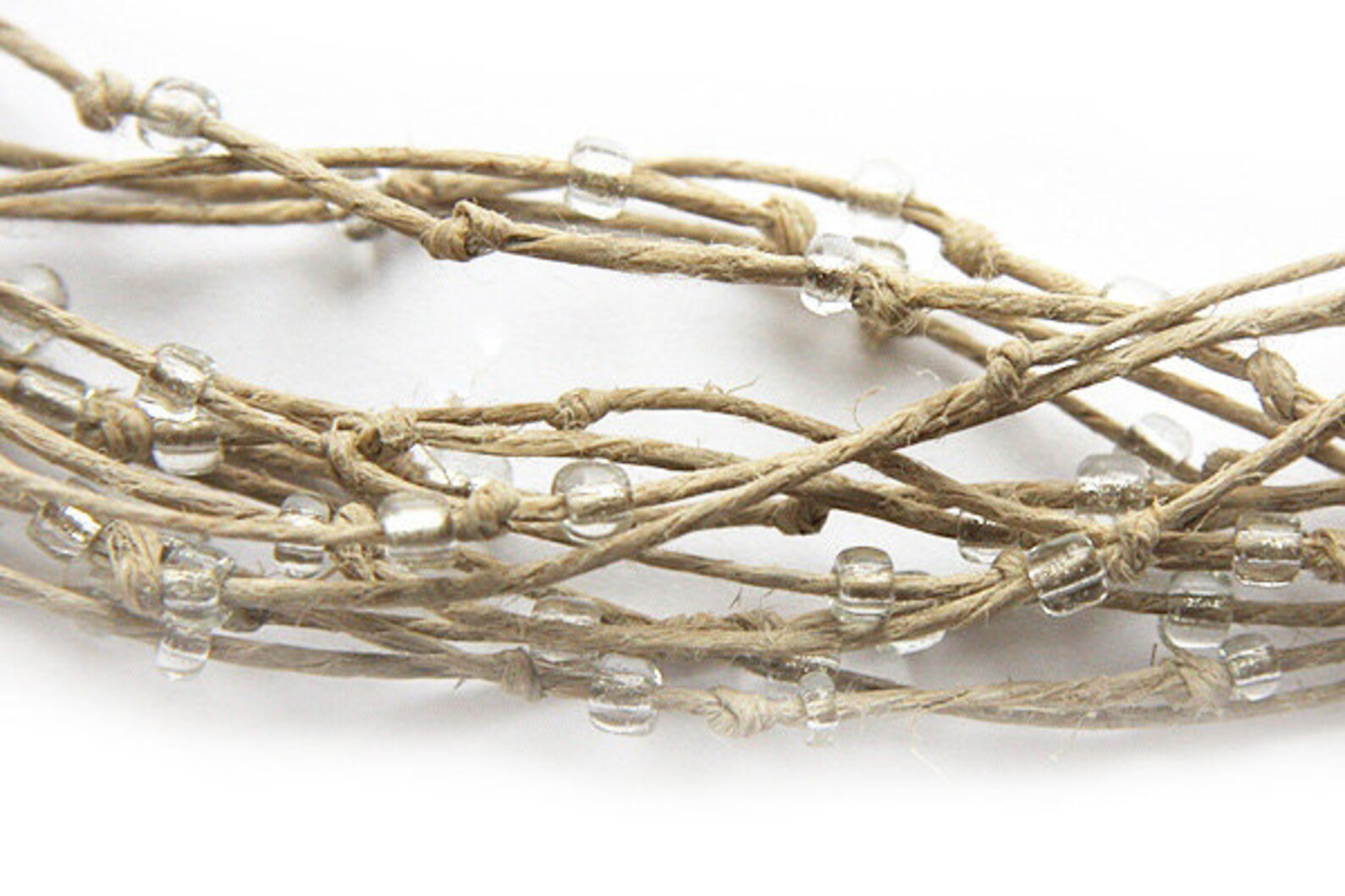 Natural Soft Hemp Rope Necklace Dainty Glass Bead Eco | Etsy