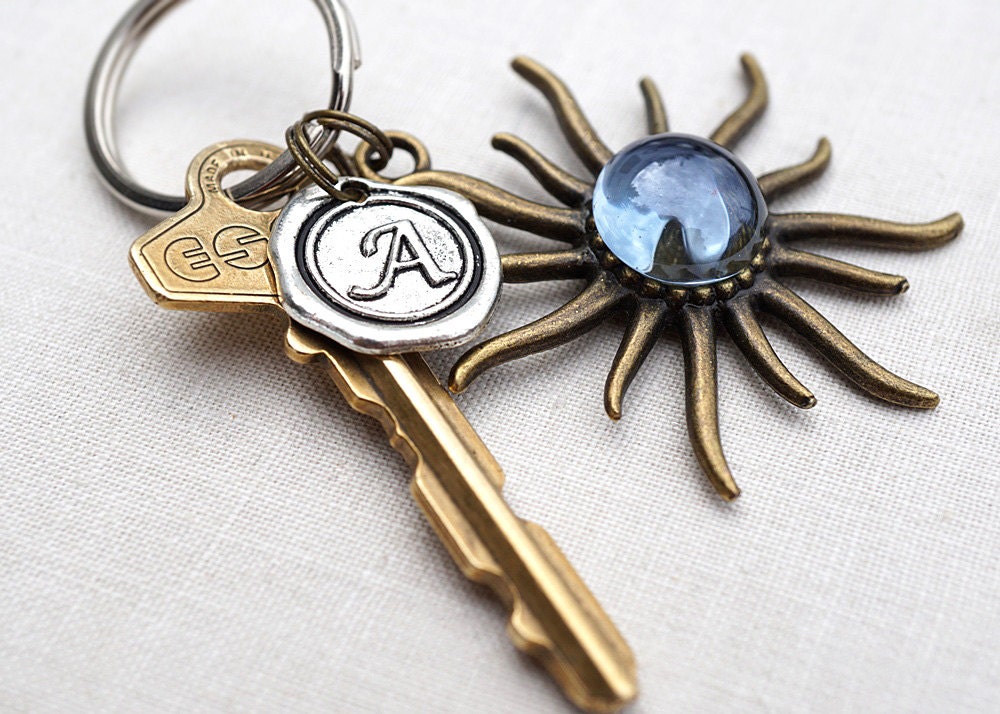 Monogram Keychain Personalized Keychain Initial Keychain Wax Seal ...