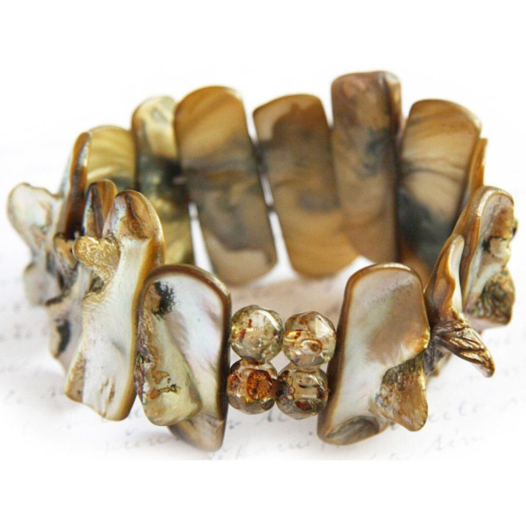 Boho Exquisite Abalone Shell Bracelet Artistic Glass Beads Big Bracelet ...