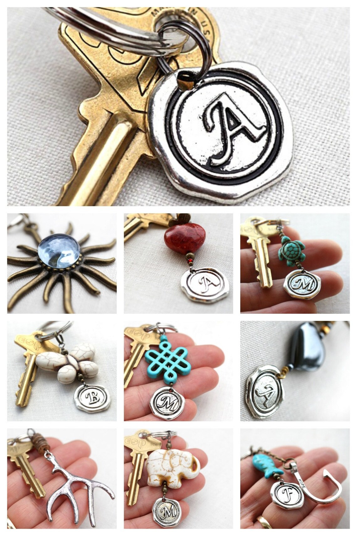 Monogram Keychain Personalized Keychain Initial Keychain Wax Seal ...