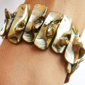Boho Exquisite Abalone Shell Bracelet Artistic Glass Beads Big Bracelet ...
