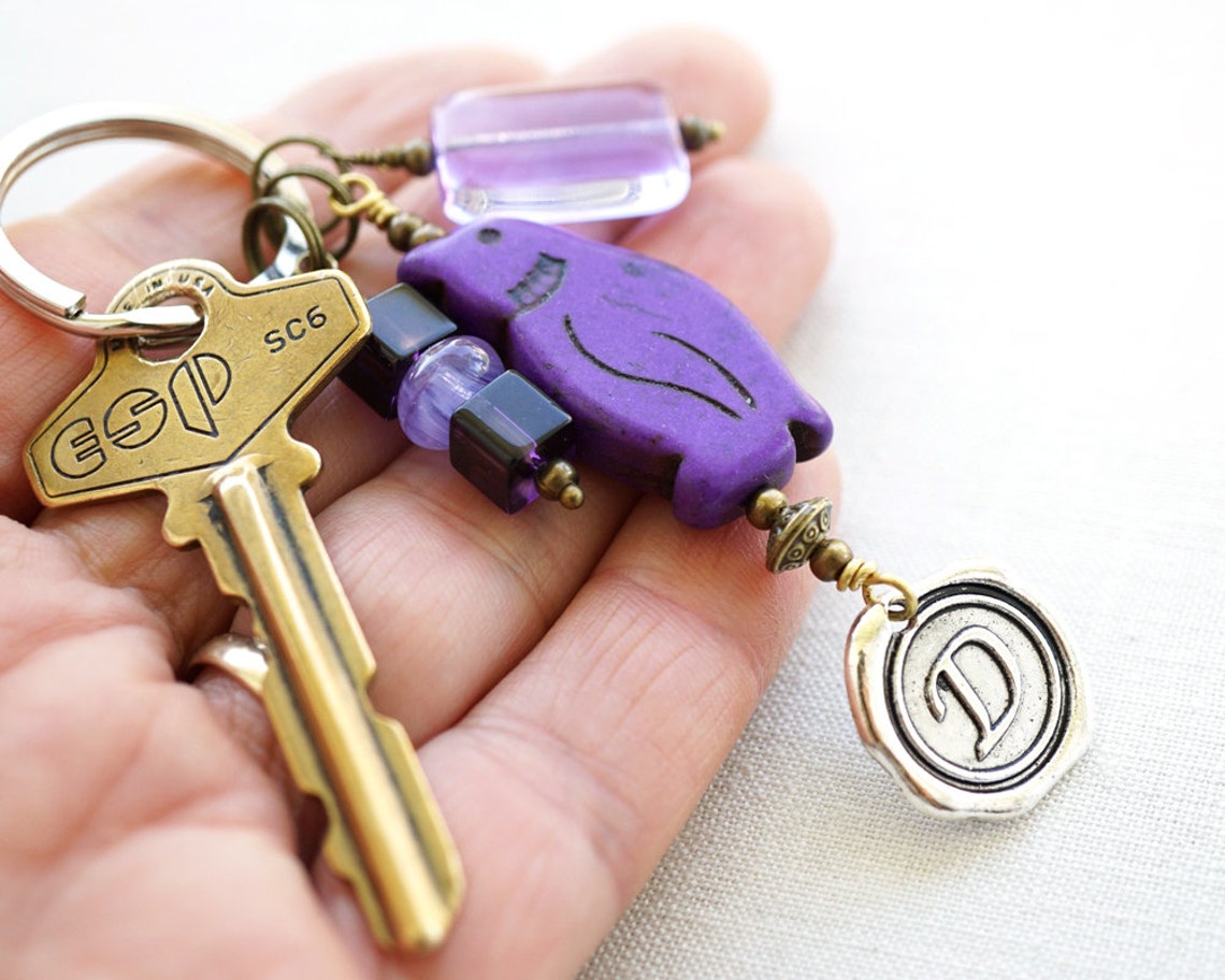 ON VACATION Purple Monogram Keychain Personalized Keychain Initial ...