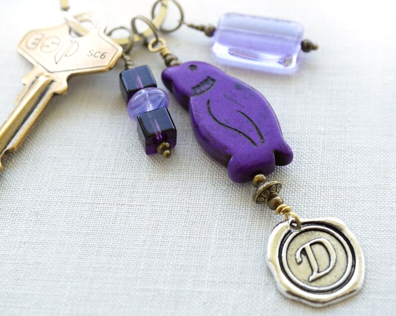 ON VACATION Purple Monogram Keychain Personalized Keychain Initial ...