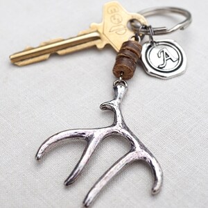 Elk Antler Keychain Dad Keychain Coworker Gift Woodland Accessory ...