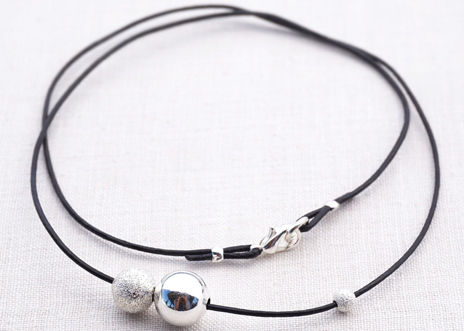 Silver Ball Necklace Modern Necklace Sterling Silver Black - Etsy