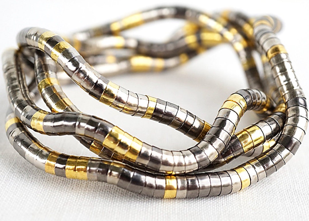 Techno Jewelry Industrial Necklace 4 Wrap Bracelet Flexible Mixed Metal ...