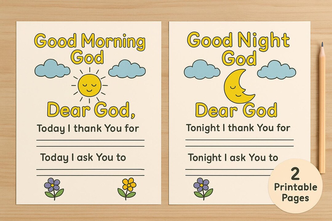 Kids Prayer Worksheets Bundle | Morning and Night Prayer Printable ...